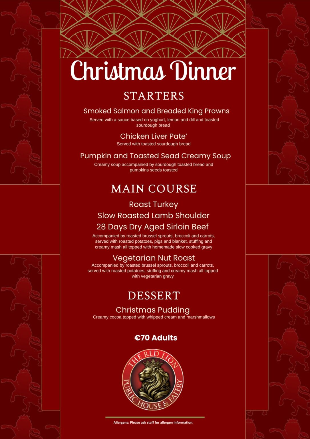 Menus – The Red Lion